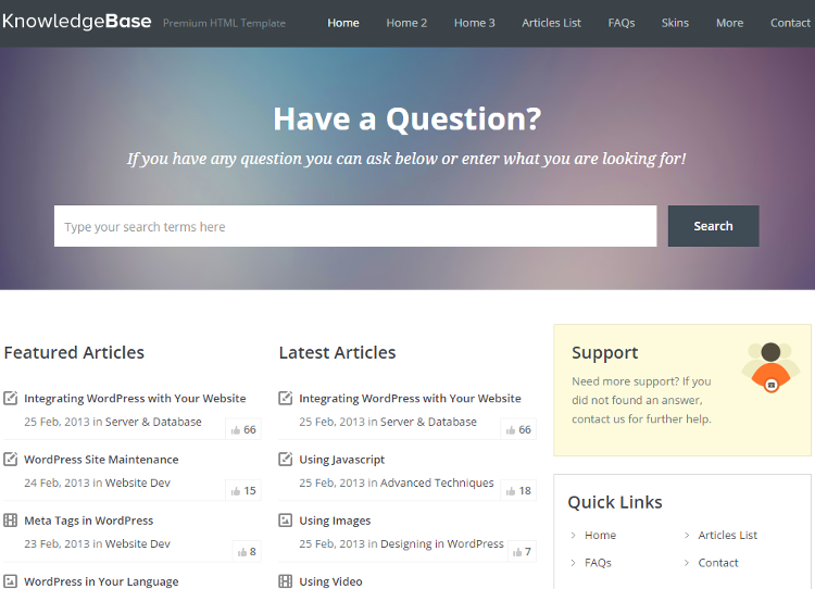 Top 5 Knowledge Base Help Desk Wiki Faq Html5 Templates 